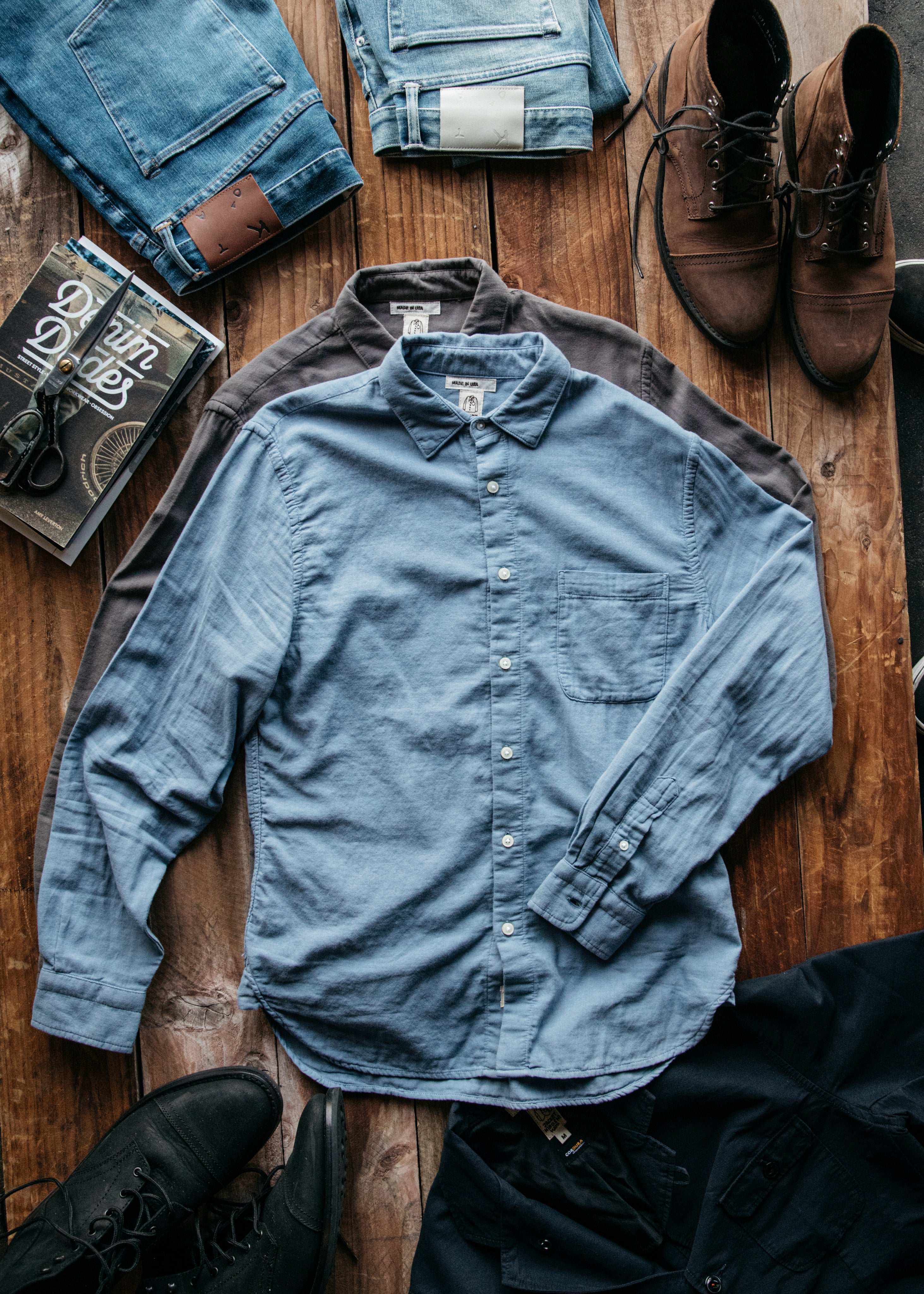 The Ripper Double Gauze Organic Cotton Shirt - Matte Blue– HIROSHI KATO ...